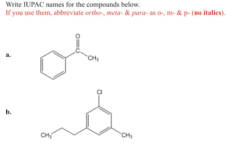 Solved Write IUPAC names for the compounds below. If you use | Chegg.com