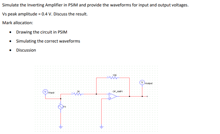 Solved Simulate The Inverting Amplifier In Psim And Provide