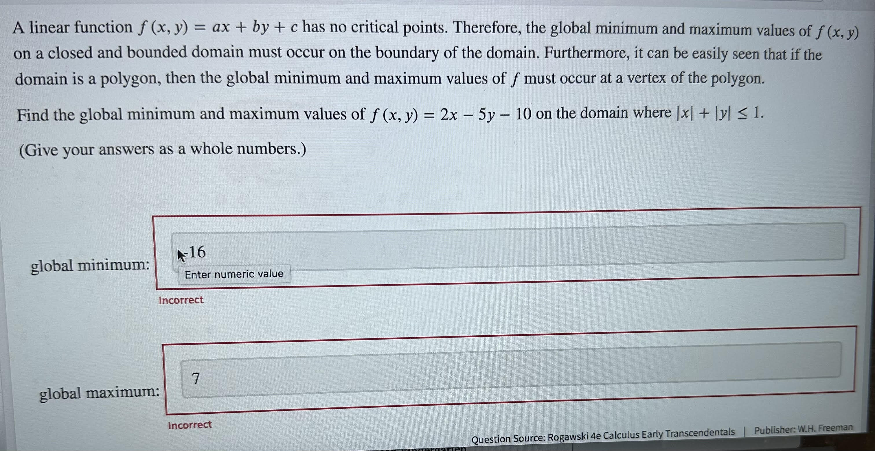 Solved A linear function f(x,y)=ax+by+c ﻿has no critical | Chegg.com