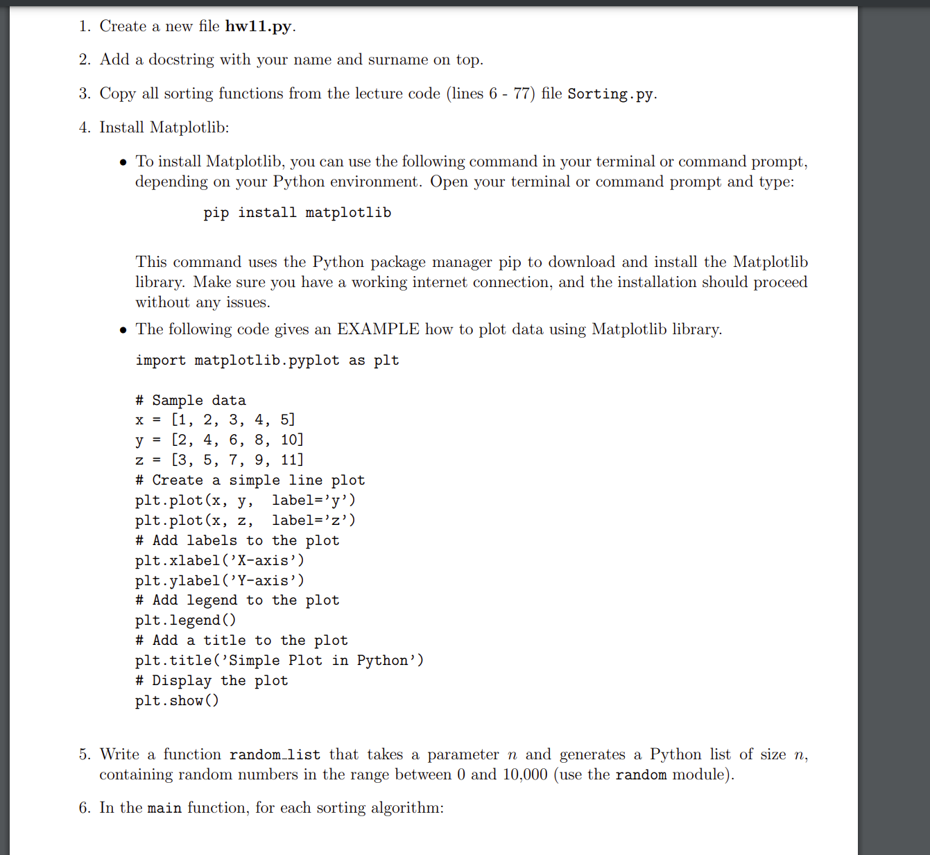 Solved 1. ﻿Create a new file hw11.py.2. ﻿Add a docstring | Chegg.com