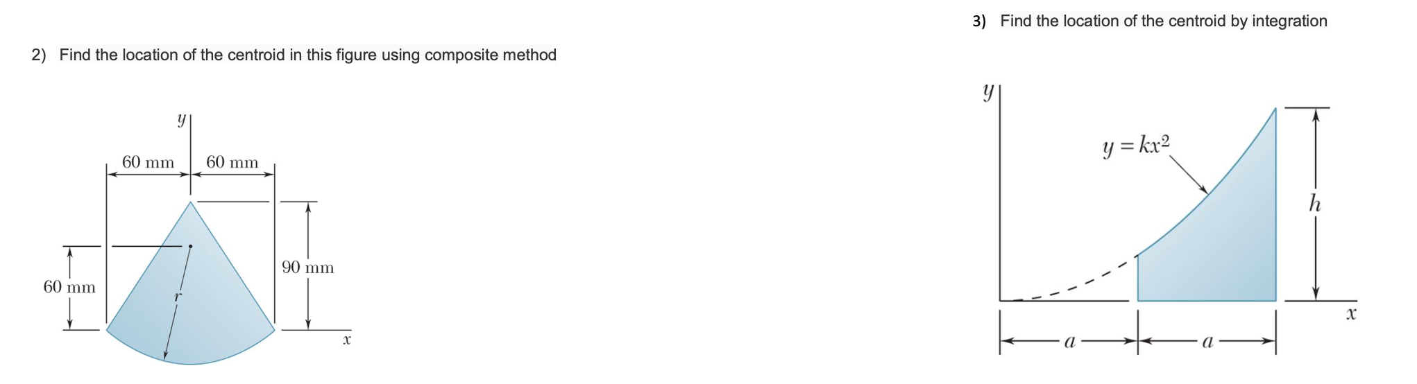 Solved 3) Find the location of the centroid by integration | Chegg.com