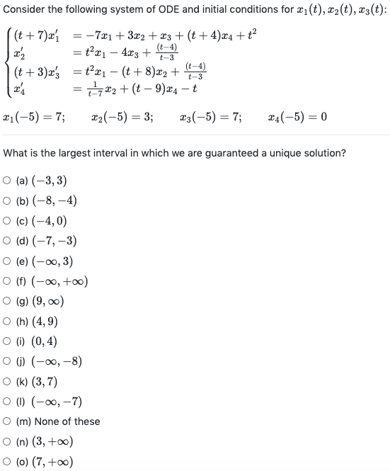 Solved Consider the following system of ODE and initial | Chegg.com