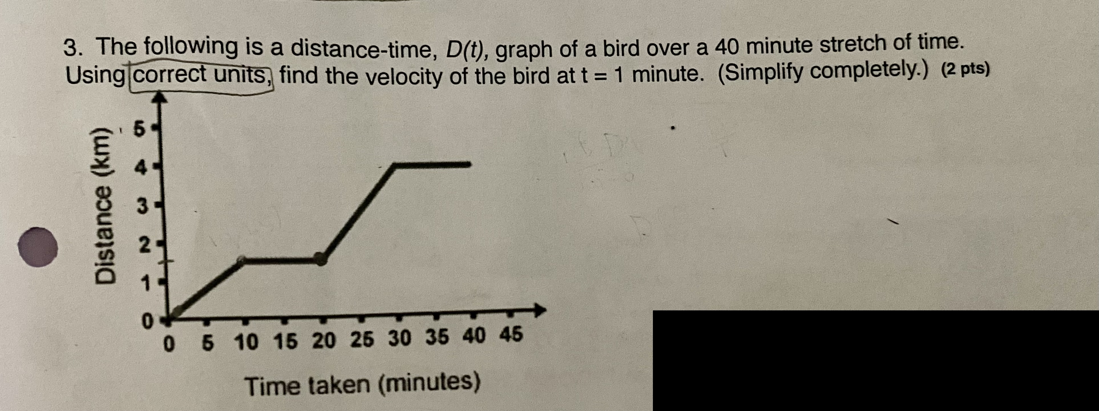 Solved The following is a distance-time, D(t), ﻿graph of a | Chegg.com