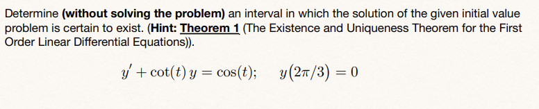 Solved Determine (without solving the problem) an interval | Chegg.com