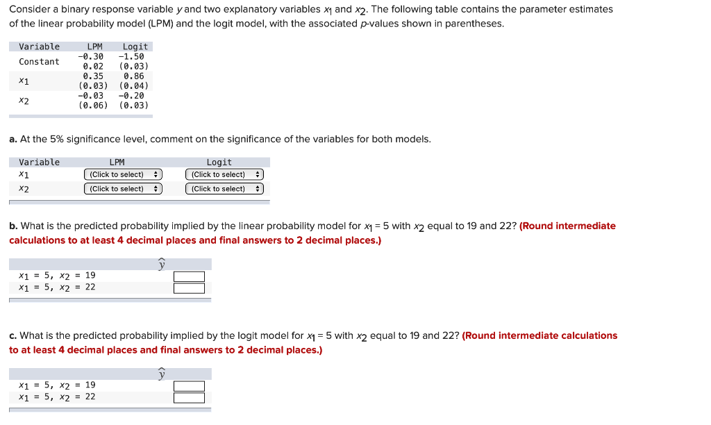 Solved Consider a binary response variable y and two | Chegg.com