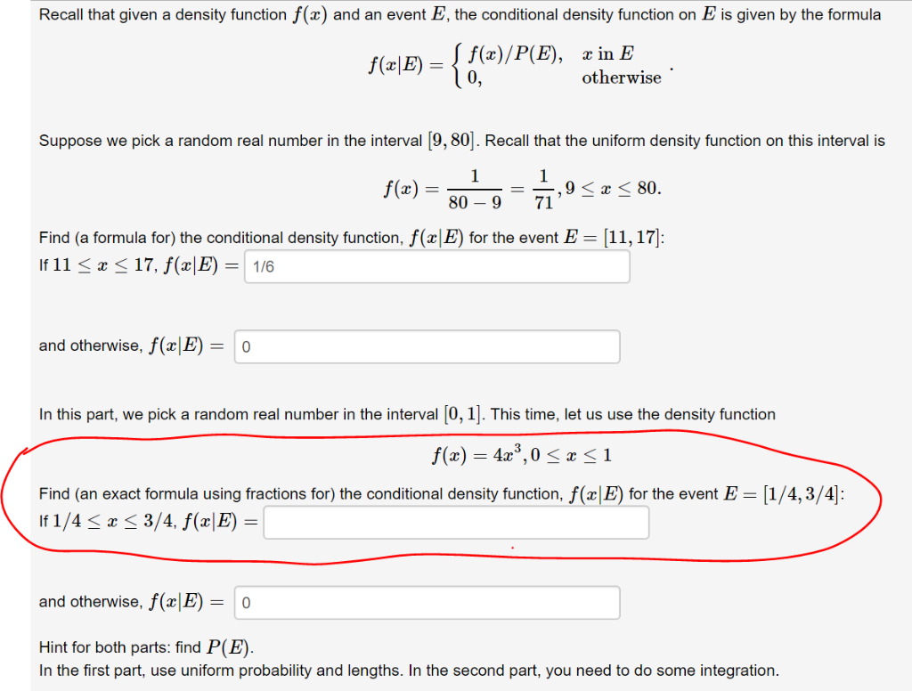 Solved Recall that given a density function f(x) and an | Chegg.com