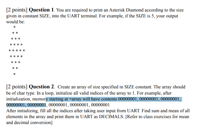 Solved [2 points] Question 1. You are required to print an | Chegg.com
