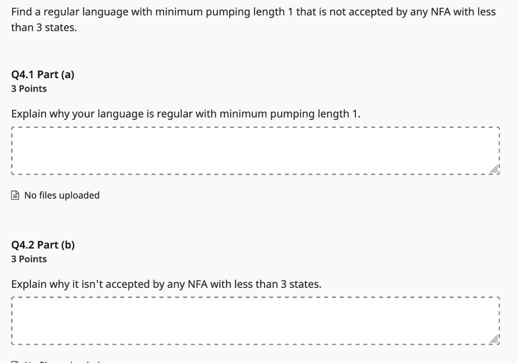 Solved Find a regular language with minimum pumping length 1 | Chegg.com