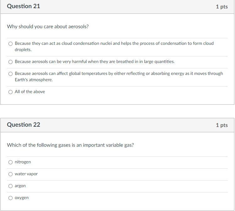 Solved Question 21 1 pts Why should you care about aerosols? | Chegg.com Solved Question 21 1 pts Why should you care about aerosols? | Chegg.com