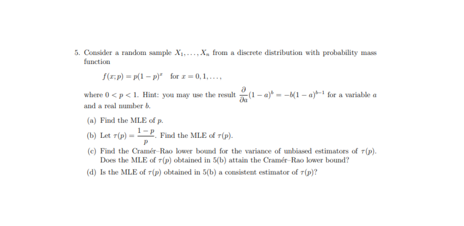 Solved Consider a random sample x1,dots,xn ﻿from a discrete | Chegg.com