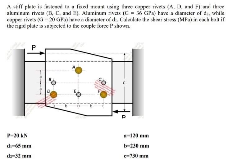 Solved A stiff plate is fastened to a fixed mount using | Chegg.com
