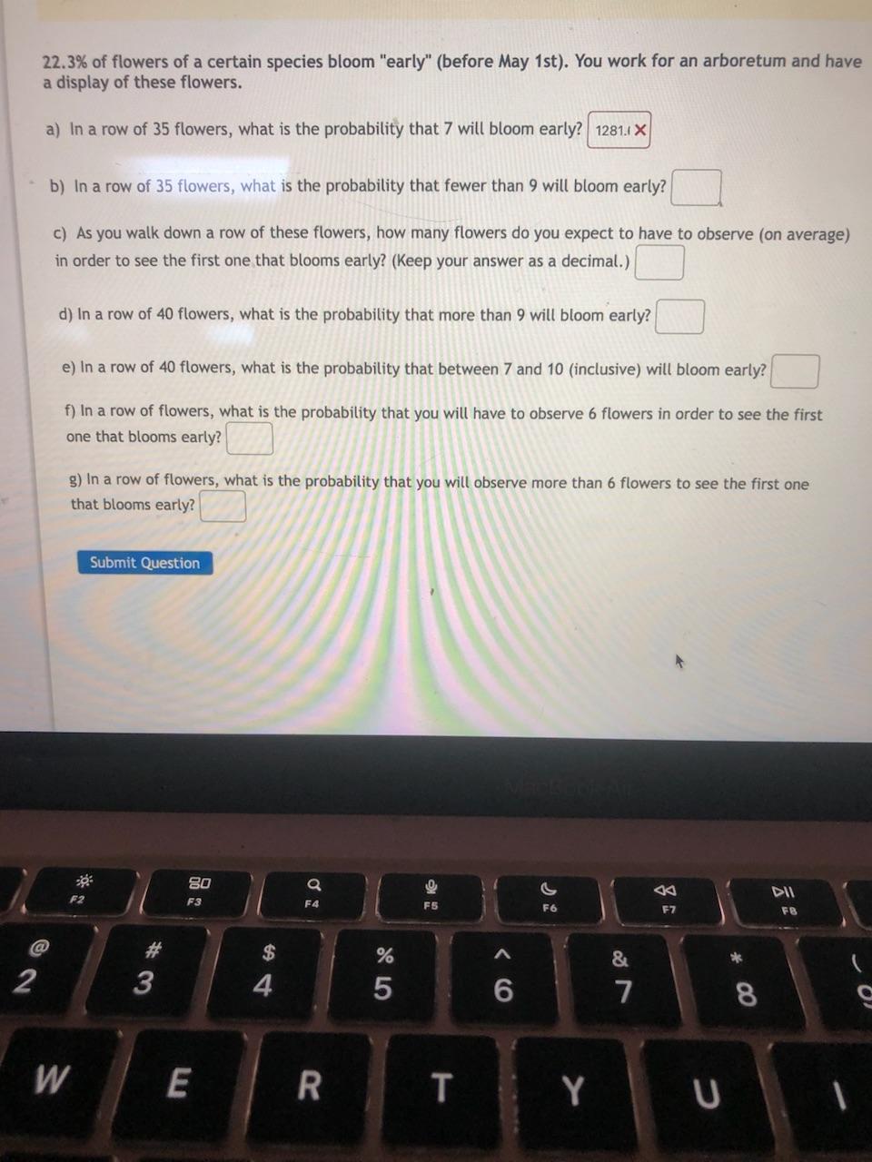 Solved 22.3% of flowers of a certain species bloom "early" | Chegg.com