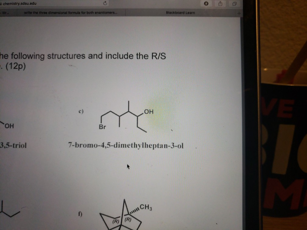 Solved chemistry.sdsu.edu write the three dimensional | Chegg.com