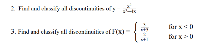 Solved 2. Find and classify all discontinuities of y = FAX | Chegg.com