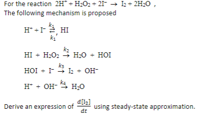 Solved For the reaction 2H+ + H202 + 214 → 13-2H30, The | Chegg.com
