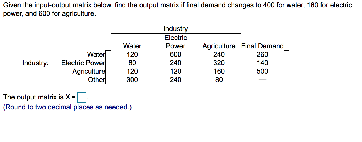 Solved Given The Input Output Matrix Below Find The Output 4521