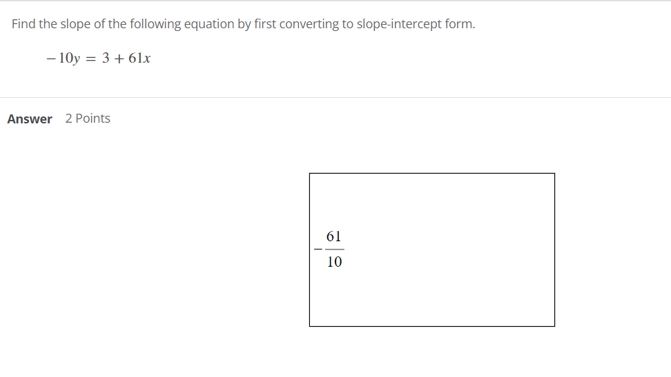 Solved Find the slope of the following equation by first | Chegg.com