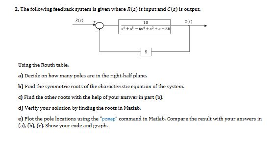 Solved 2. ﻿The following feedback system is given where \( | Chegg.com