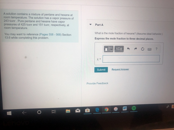 Solved A solution contains a mixture of pentane and hexane | Chegg.com