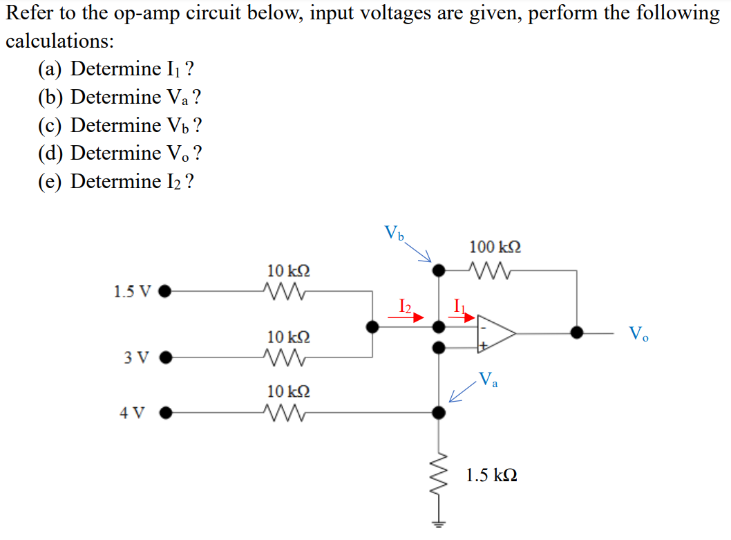 Solved Refer to the op-amp circuit below, input voltages are | Chegg.com