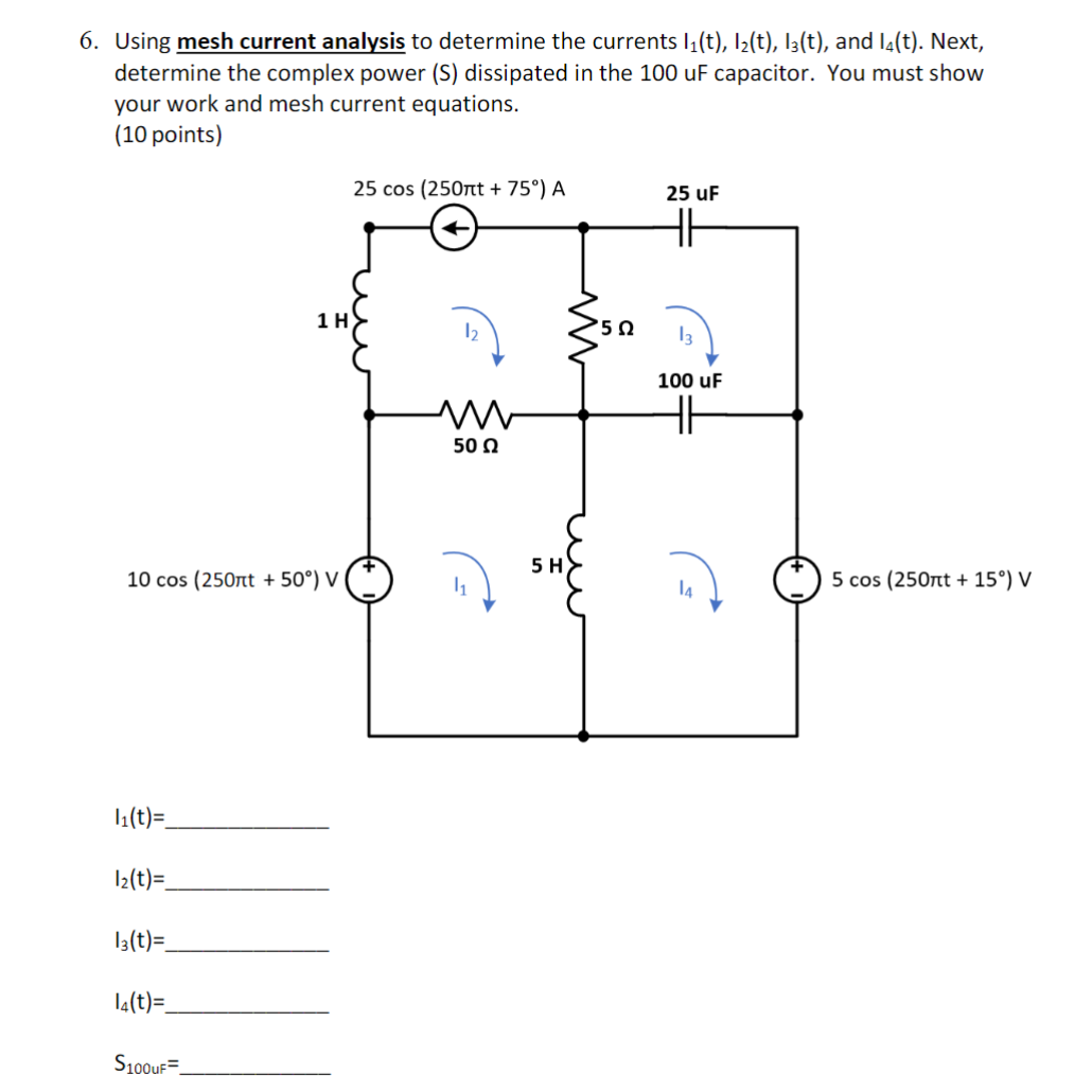 Solved Using mesh current analysis to determine the currents | Chegg.com
