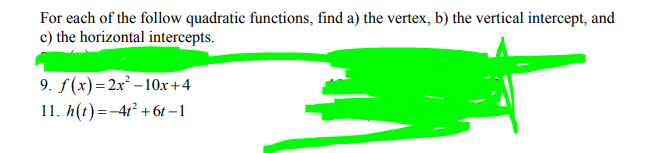 Solved For each of the follow quadratic functions, find a) | Chegg.com