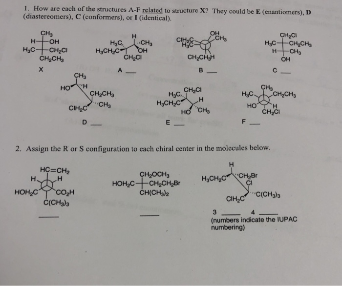 Solved 1. How are each of the structures A-F related to | Chegg.com