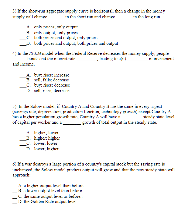 Solved 3) If the short-run aggregate supply curve is | Chegg.com