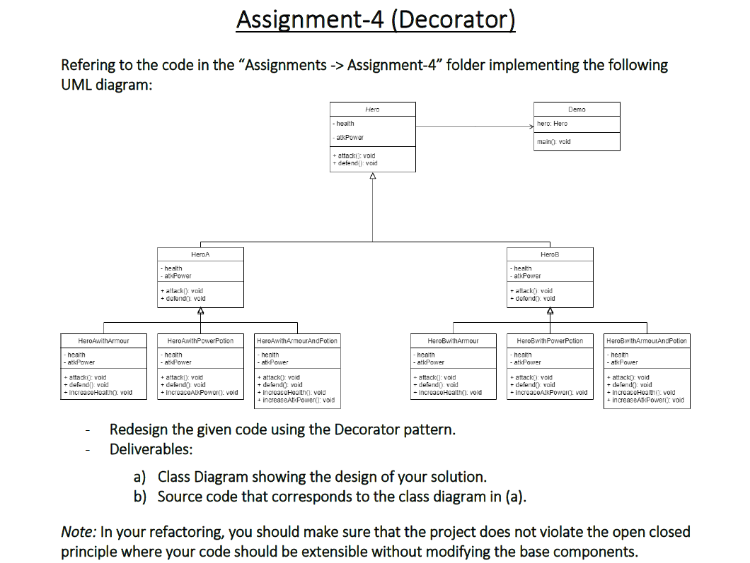 Assignment-4 (Decorator) Refering to the code in the | Chegg.com