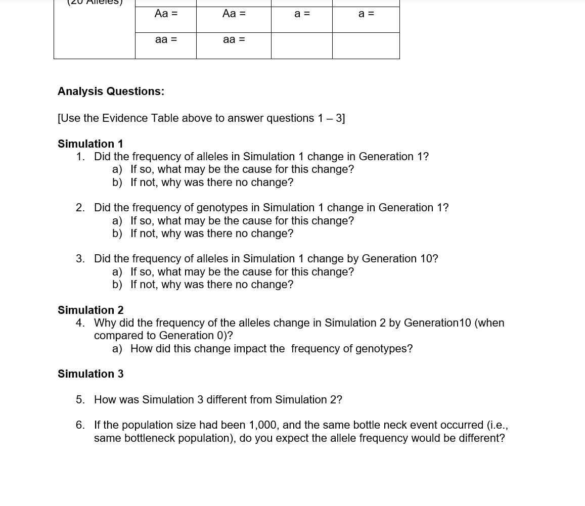 Solved POPULATION GENETICS WORKSHEET | Chegg.com