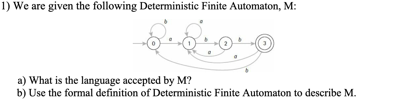 Solved 1) We are given the following Deterministic Finite | Chegg.com