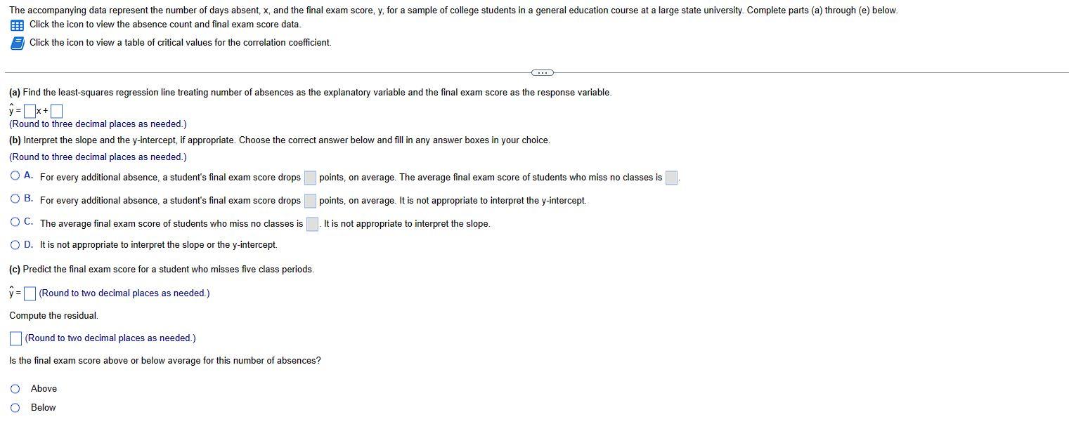 Click the icon to view the absence count and final | Chegg.com