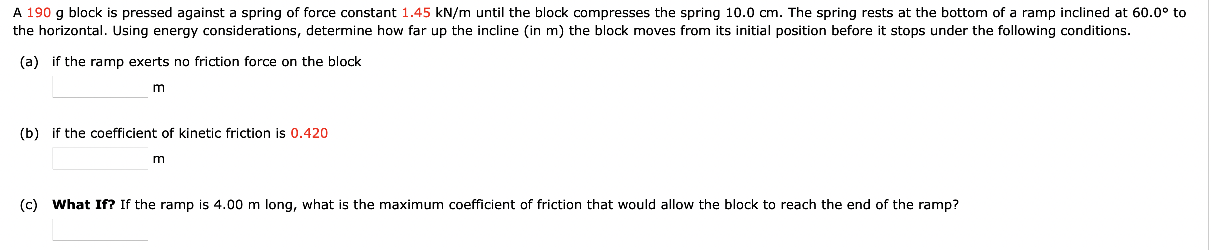 Solved A 190 g block is pressed against a spring of force | Chegg.com