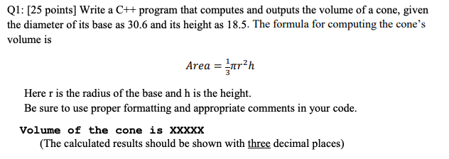 Solved Q1: [25 points) Write a C++ program that computes and | Chegg.com