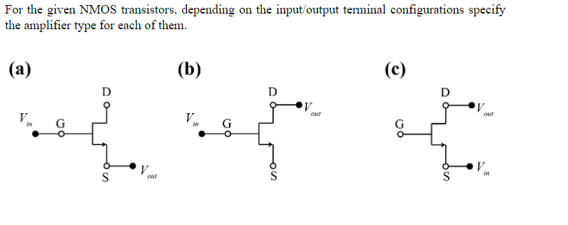 Solved For the given NMOS transistors, depending on the | Chegg.com