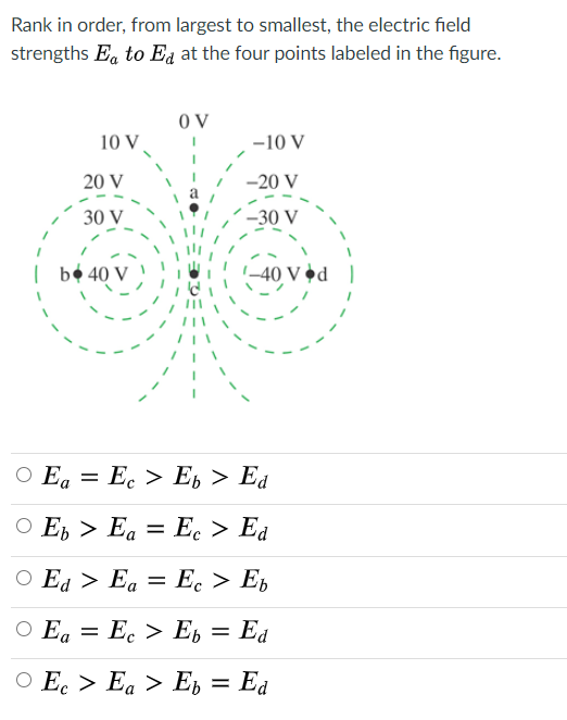 Solved Rank in order, from largest to smallest, the electric | Chegg.com