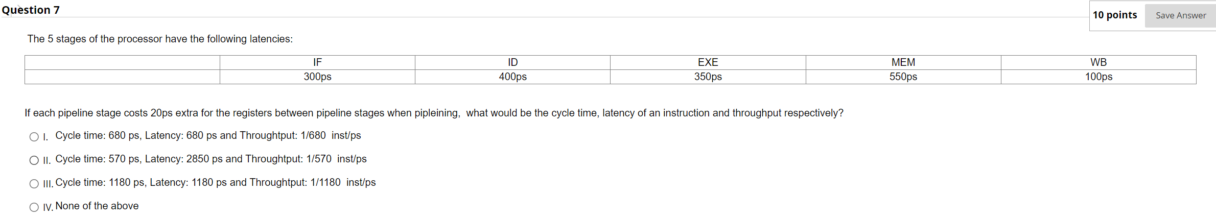 Solved The 5 stages of the processor have the following | Chegg.com