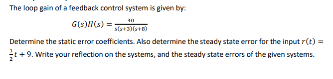 Solved 40 The loop gain of a feedback control system is | Chegg.com