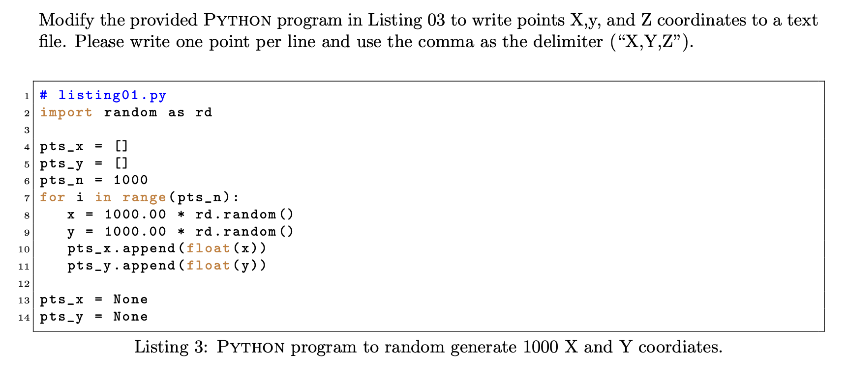 Solved Modify the provided PYTHON program in Listing 01 to | Chegg.com