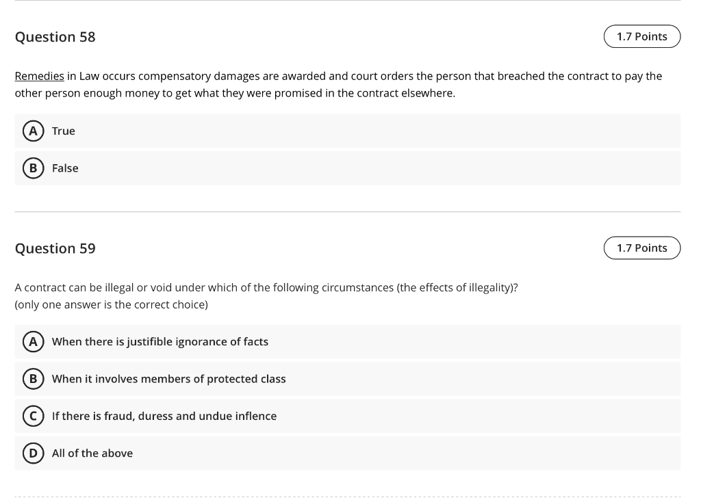 Solved Intent of an offer may be lacking in all cases except | Chegg.com