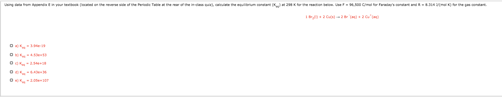 Solved Using data from Appendix E in your textbook (located | Chegg.com