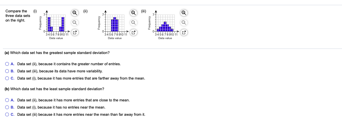 Solved Compare the three data sets on the right. (i) 3 4 5 | Chegg.com