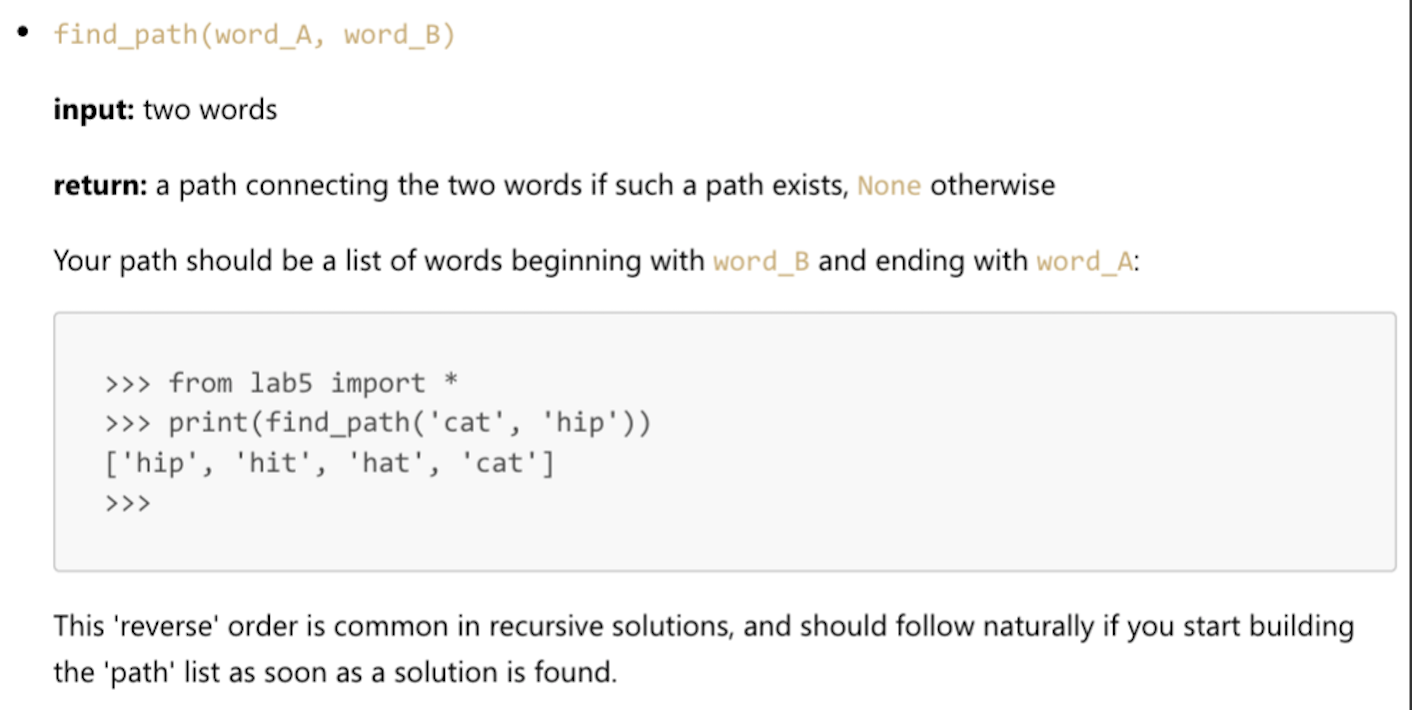 find_path(word_A, word_B) input: two words return: | Chegg.com