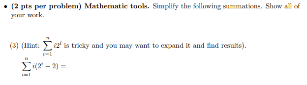 Solved - (2 pts per problem) Mathematic tools. Simplify the | Chegg.com