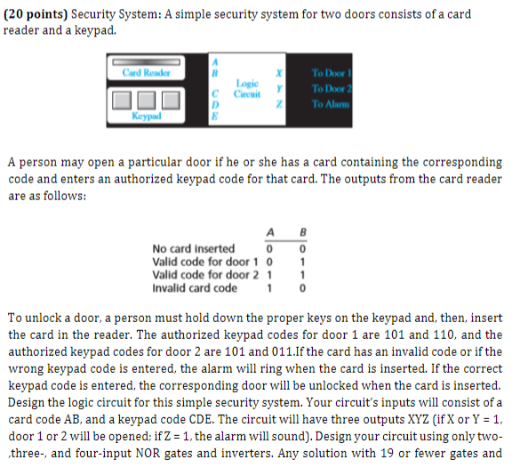 Solved (20 points) Security System: A simple security system | Chegg.com