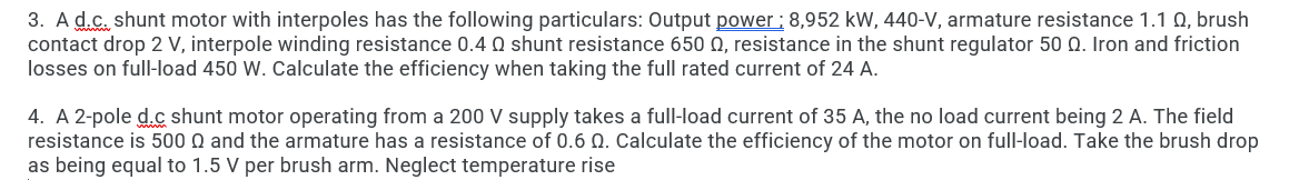 Solved 3. Adic: shunt motor with interpoles has the | Chegg.com