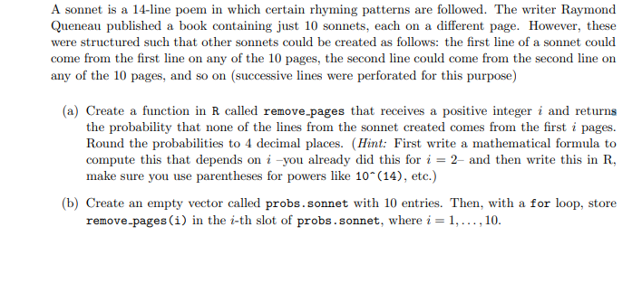 A sonnet is a 14-line poem in which certain rhyming | Chegg.com