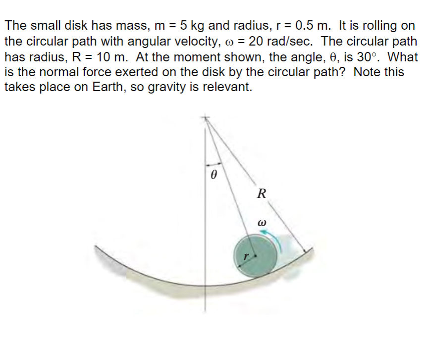 Solved The small disk has mass, m = 5 kg and radius, r = 0.5 | Chegg.com