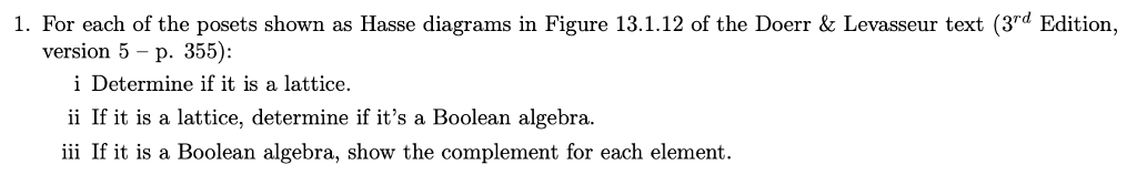 Solved 1 For Each Of The Posets Shown As Hasse Diagrams