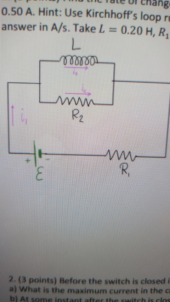 Solved find the rate of change of current in the inductor | Chegg.com